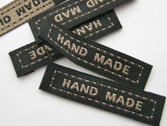 24 Black Handmade Fabric Labels 45mm 1 3/4 Sew on | Etsy UK