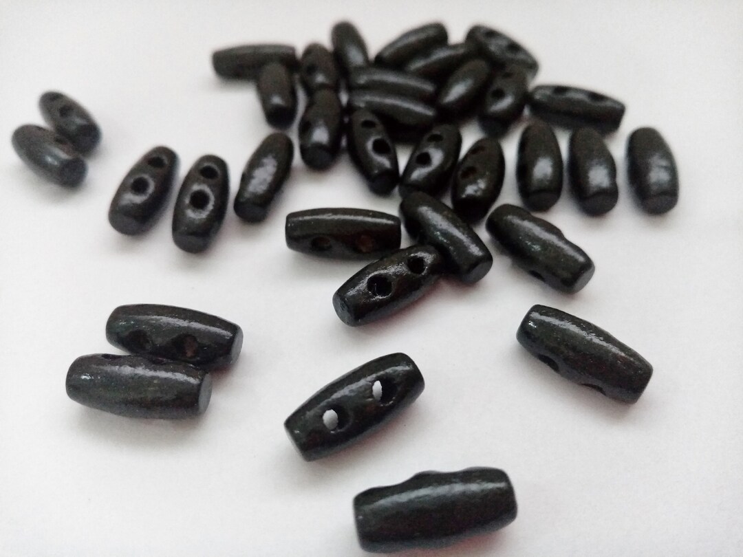 10 Mini Black Toggle Buttons 15mm 5/8in Small Toggles Wood Baby Coat ...