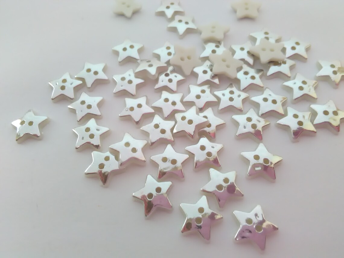 10 Gold or Silver Star Buttons 13mm 1/2 Acrylic - Etsy UK