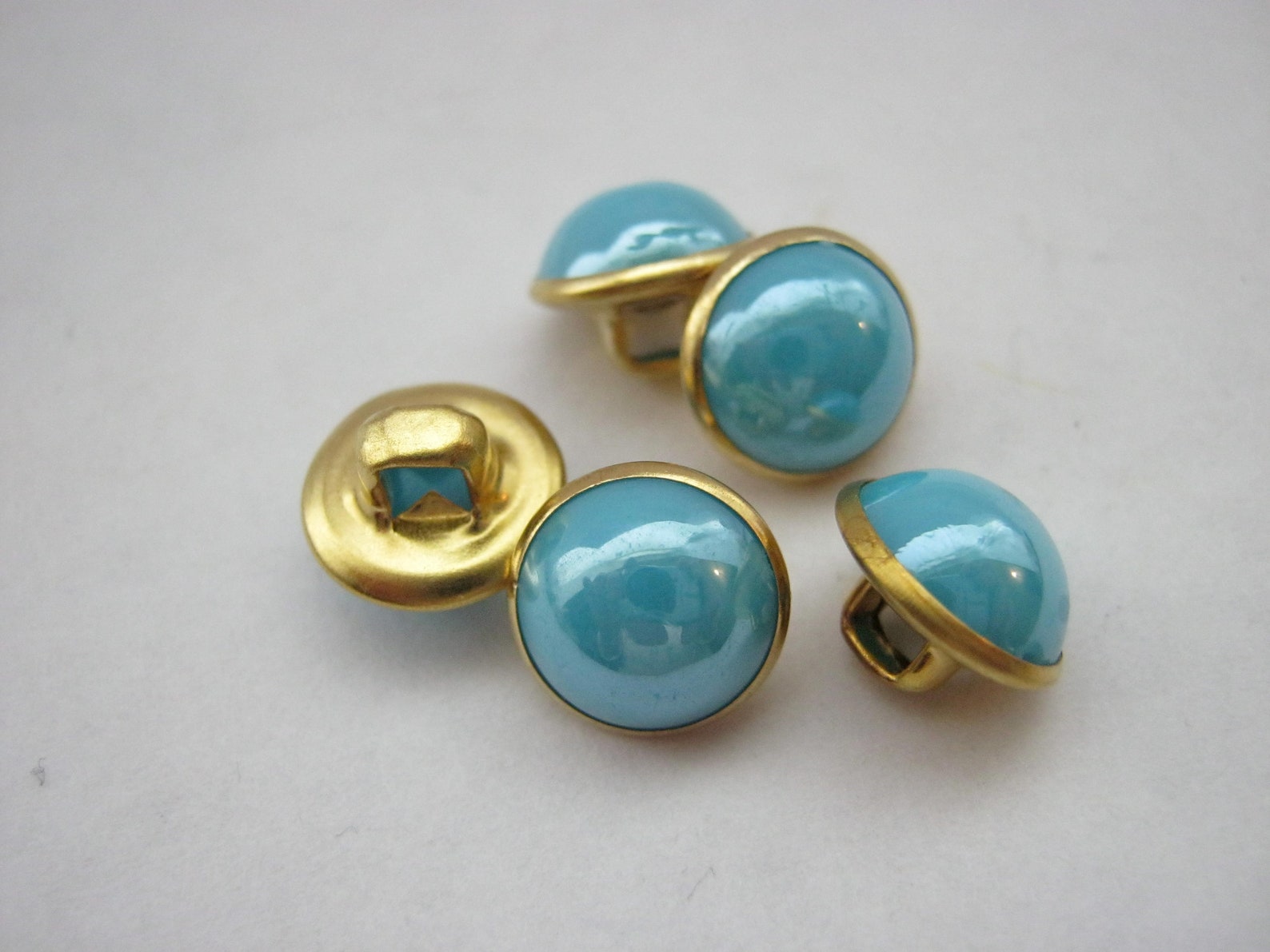 10 Faux Pearl Shank Sewing Buttons 10mm 3/8in Small Mushroom Gold Metal ...