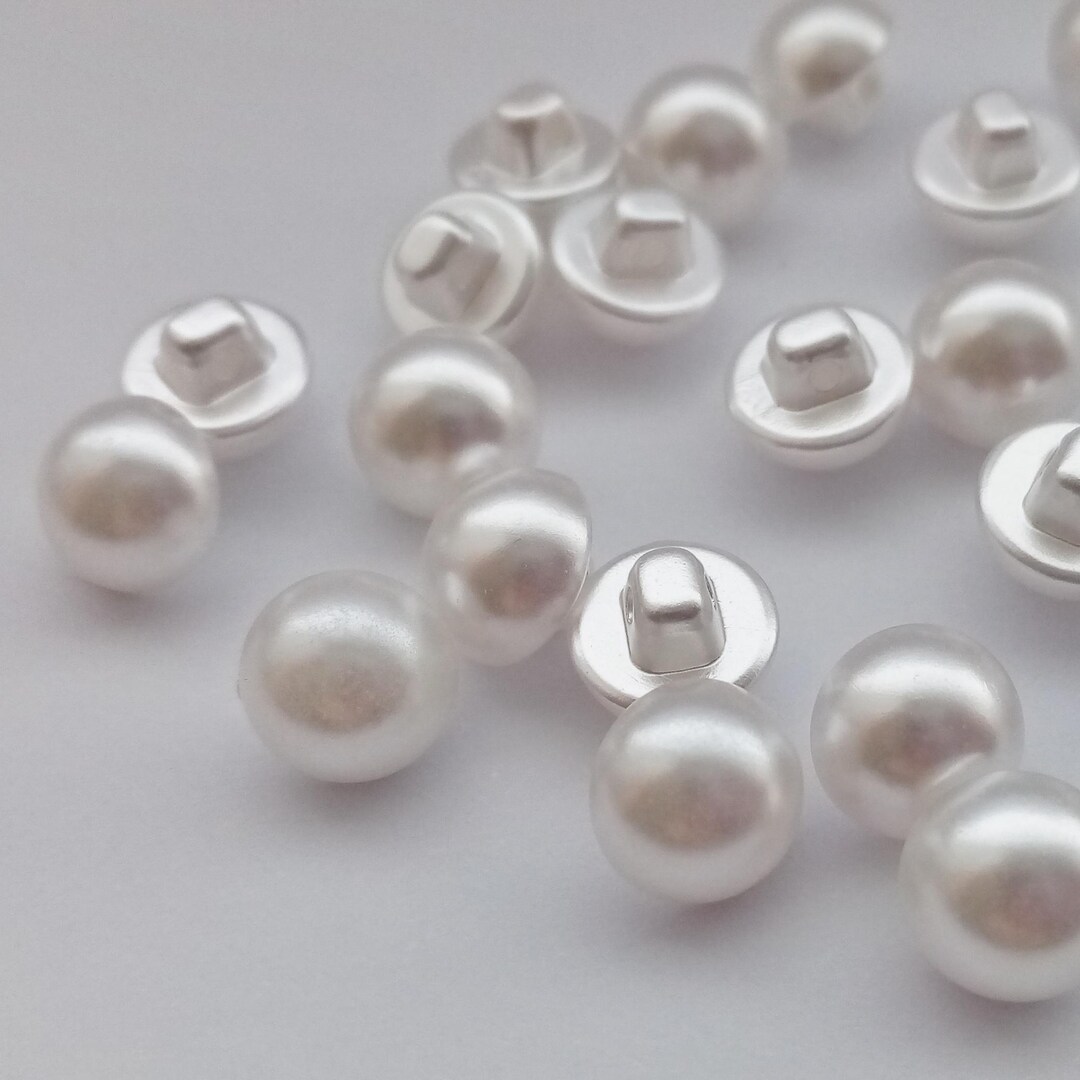 White Pearl Shank Buttons 10mm Mushroom White Buttons for Wedding ...