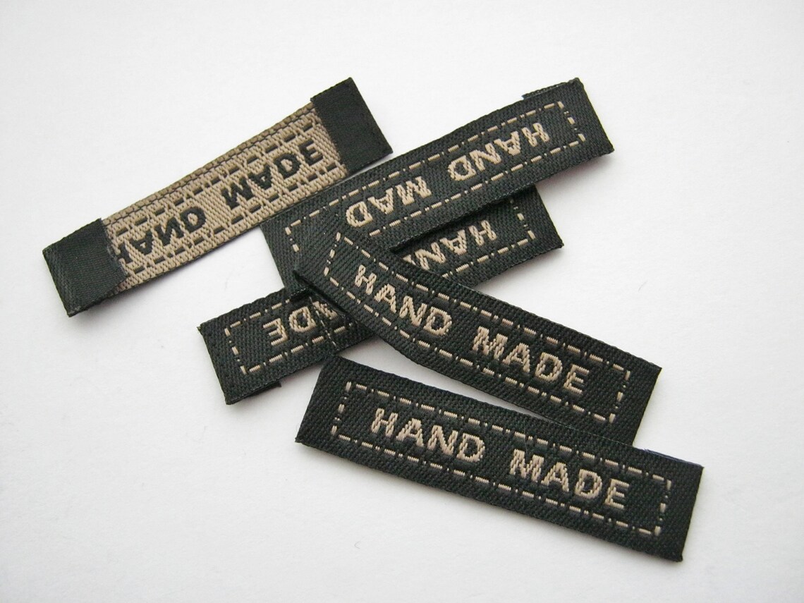 24 Black Handmade Fabric Labels 45mm 1 3/4 Sew on | Etsy UK