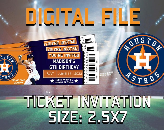 Astros Baseball Birthday Party Invitation / Invite / Personalized ...