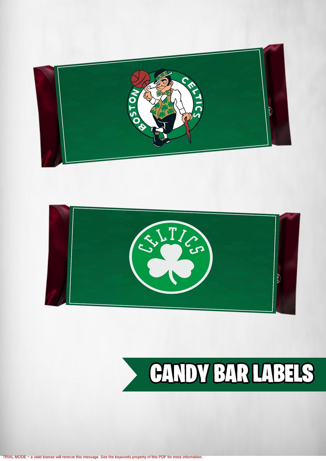 Boston Celtics, Boston Celtics Candy Bar Labels, Celtics Party Decor ...