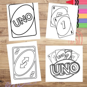 Uno Mini Coloring Pages and Crayons, Uno Birthday Party Favors, Uno ...