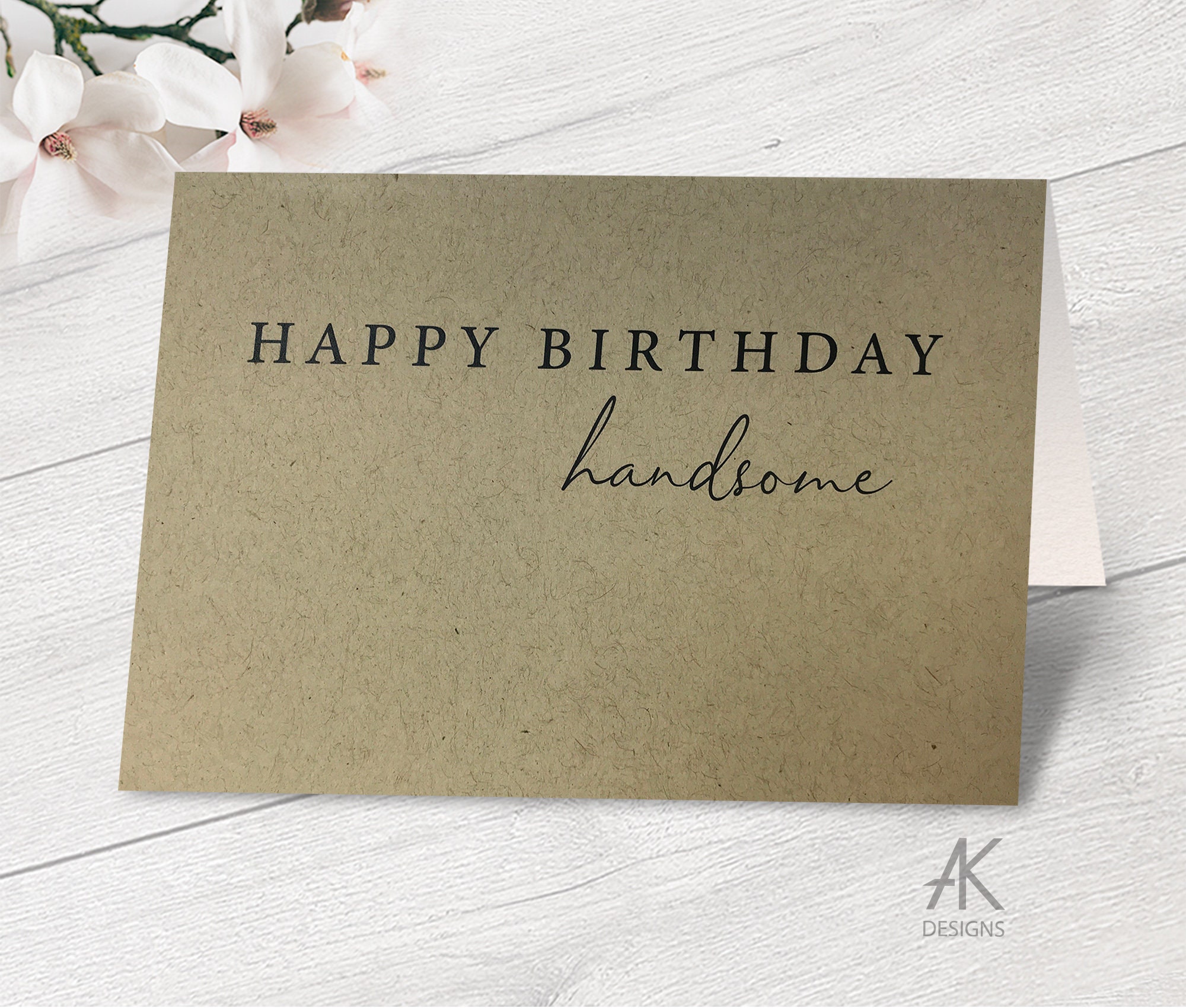 Happy Birthday Handsome Card on ECO Kraft Recycled Burlap Paper,happy ...