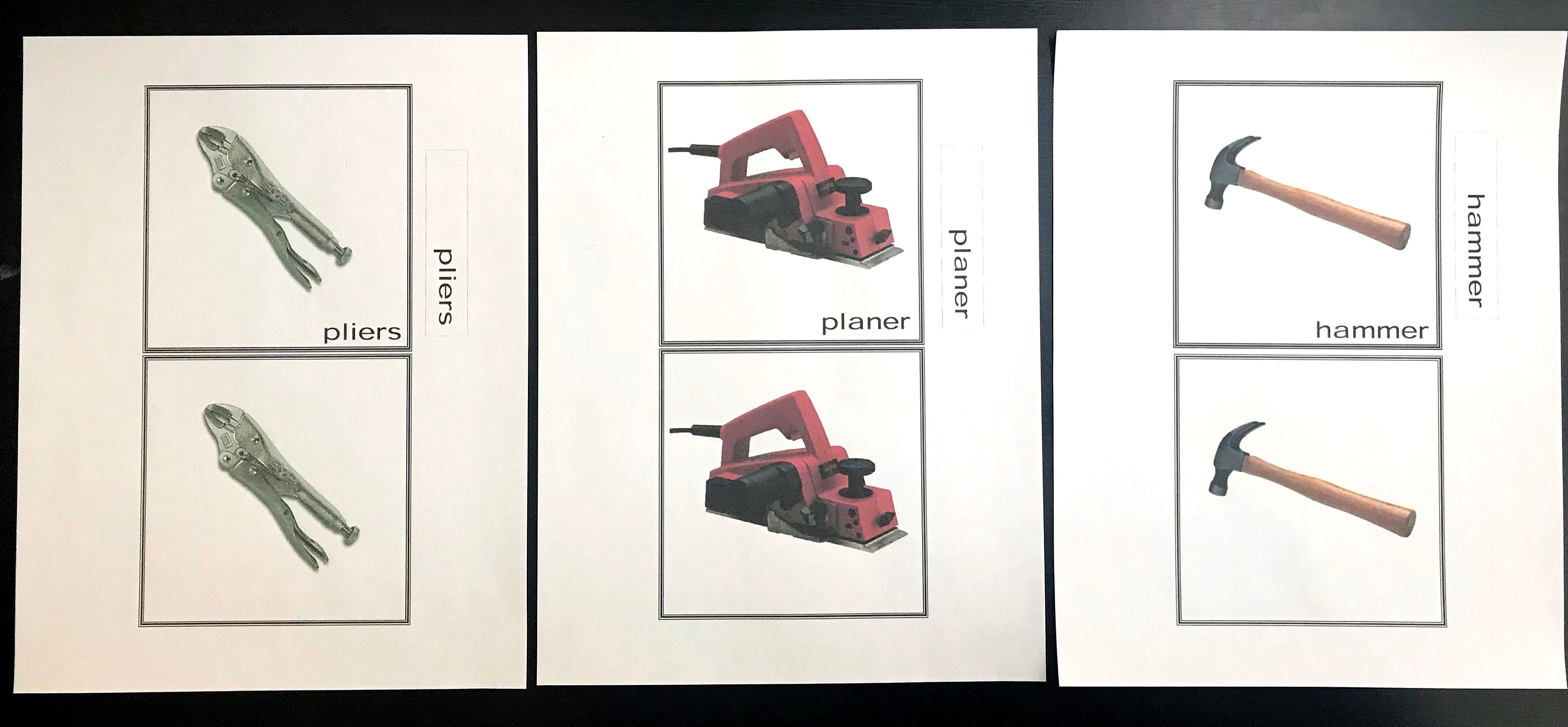 Downloadable Montessori Simple Nomenclature Cards Names of the Tools ...