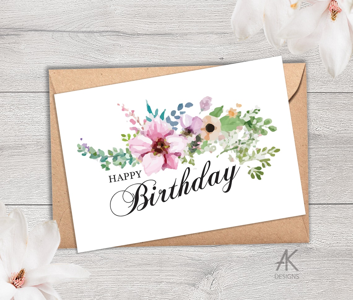 Cute Flowery Birthday Card, Happy Birthday Card, Flowery Birthday Post ...