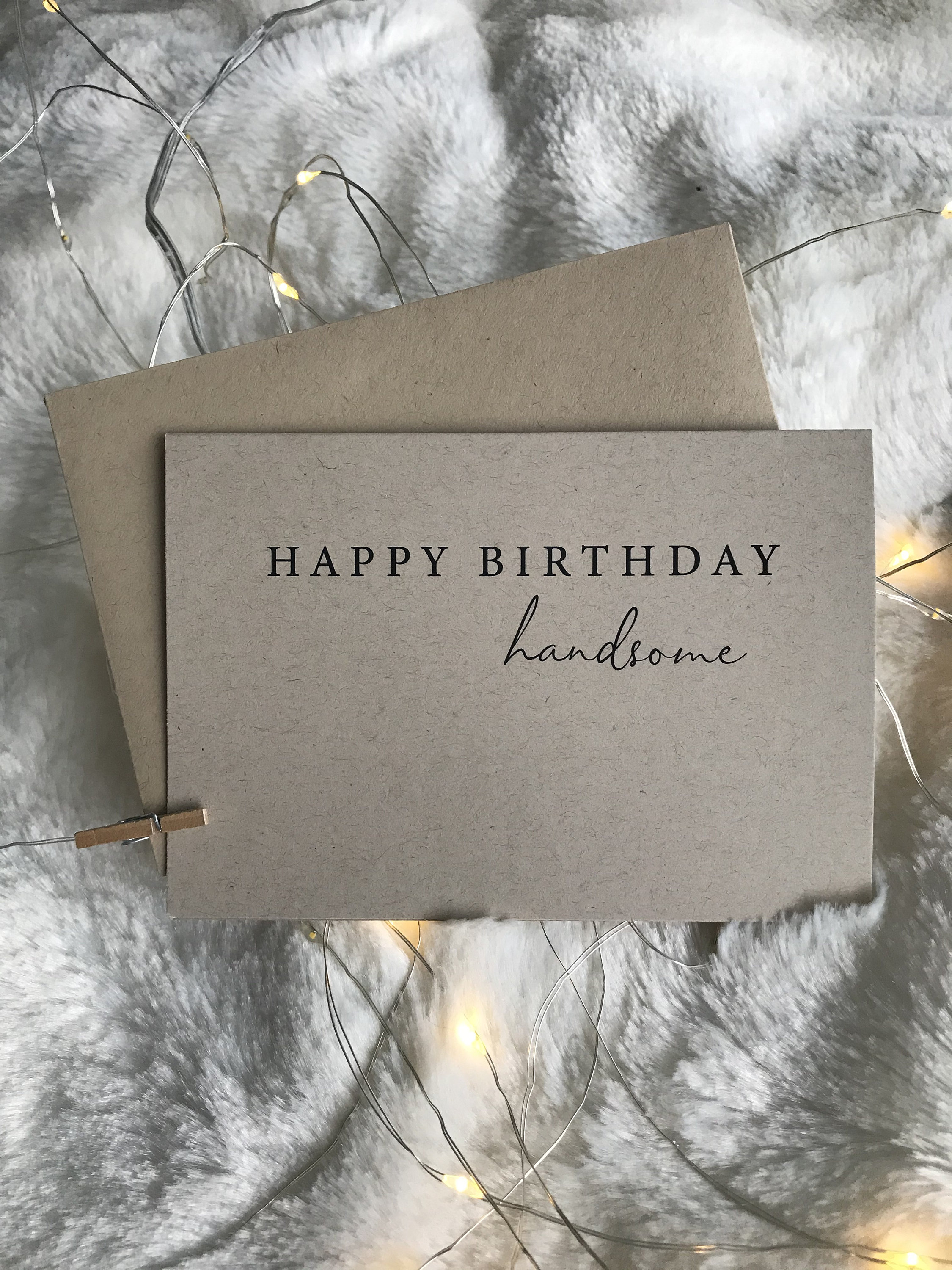 Happy Birthday Handsome Card on ECO Kraft Recycled Burlap Paper,happy ...