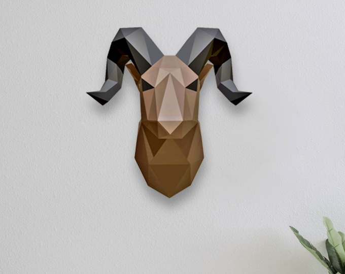 Ram Head Trophy - 3D Papercraft Model. Downloadable DIY Template - Etsy ...