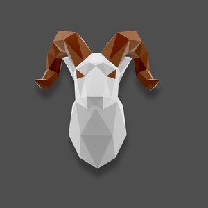 DIY Papercraft Ram Head Trophy,lowpoly Head Trophy,lowpoly Papercraft ...