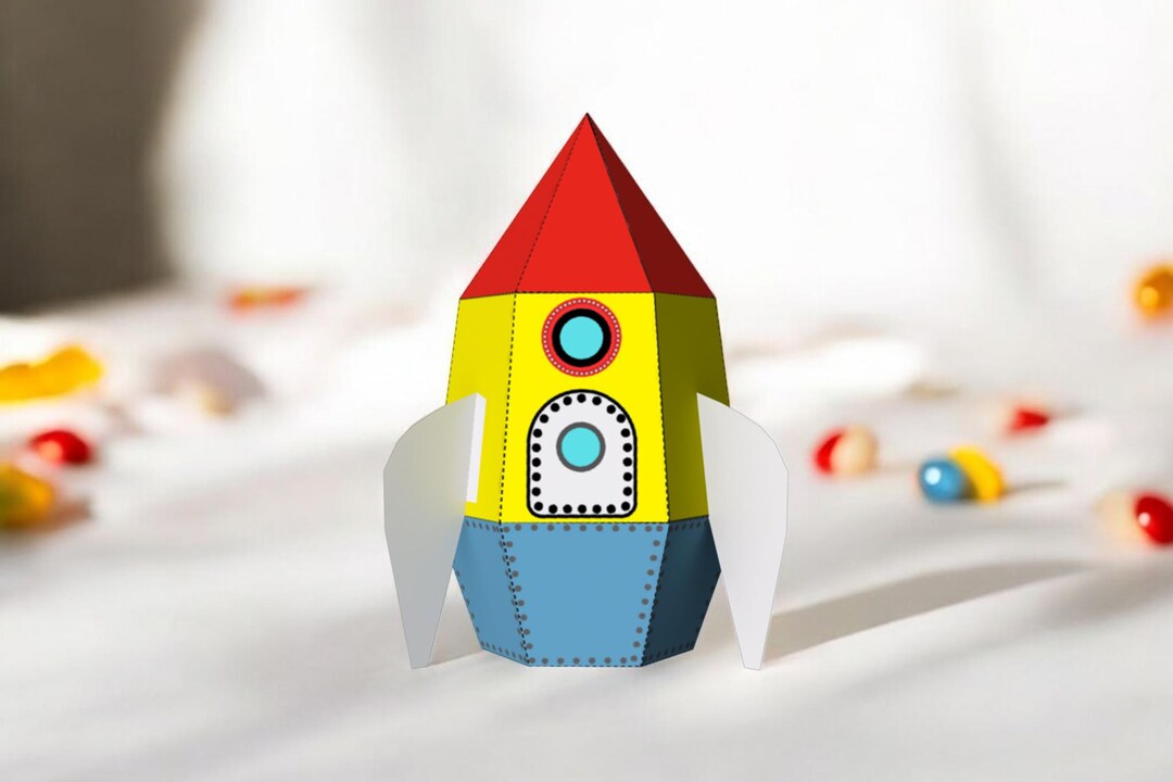 DIY Papercraft Rocket Favor, Rocket Decor, Rocket Party Props, Rocket ...