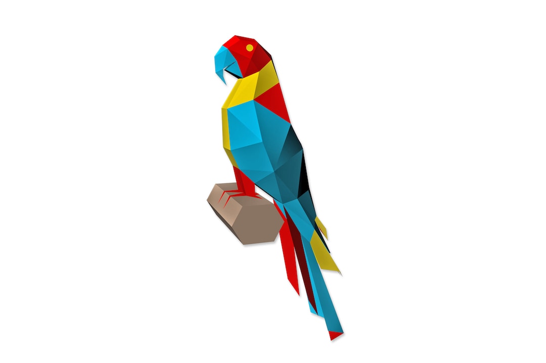 DIY Papercraft Parrot Sculpture,lowpoly Parrot,3d Papercraft,,home ...
