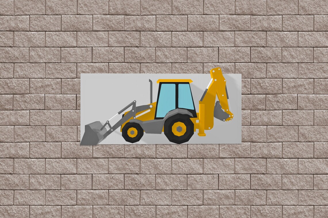 DIY Papercraft JCB Construction Machinelowpoly Digger3d Wall - Etsy Canada