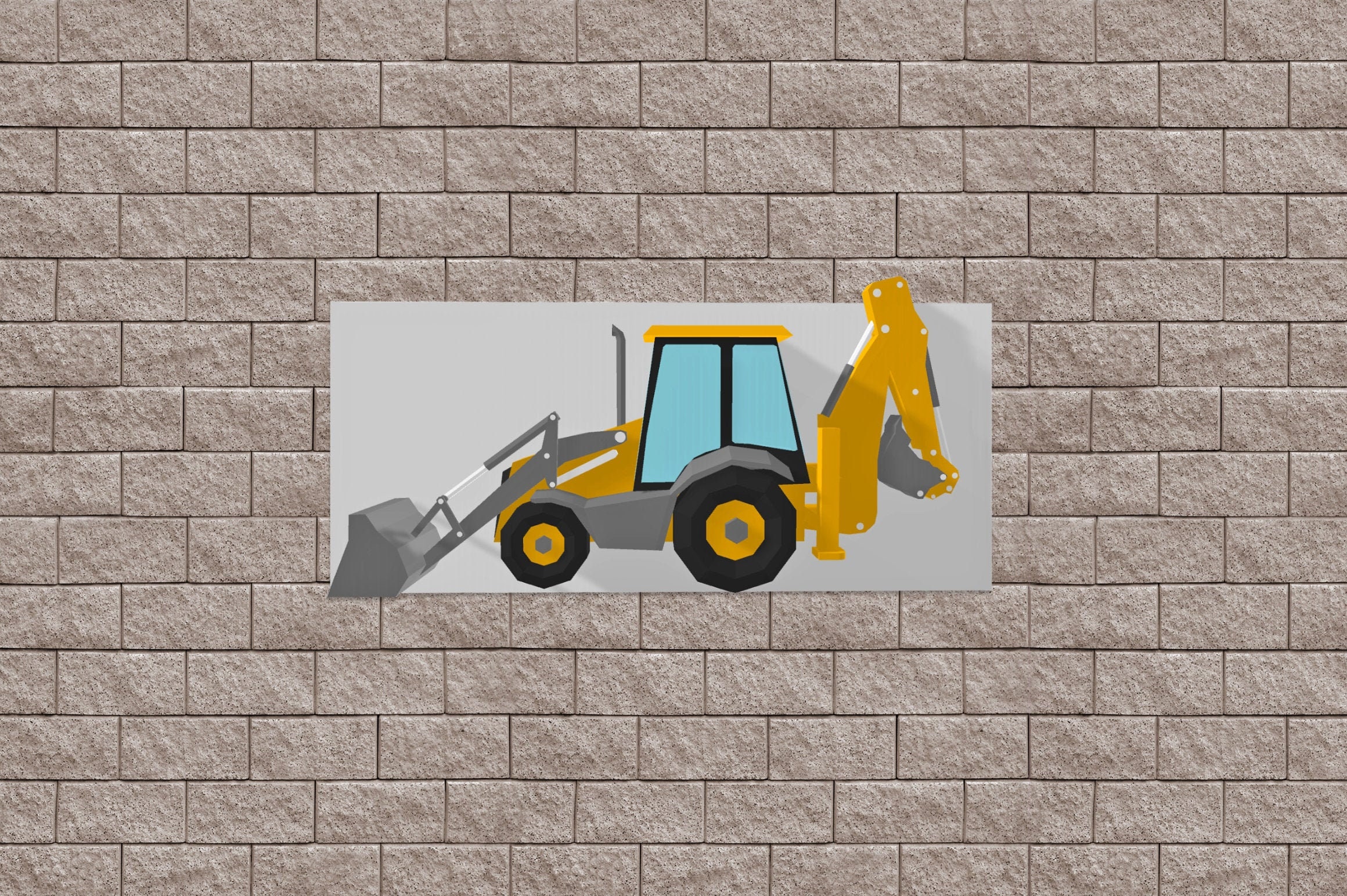 DIY Papercraft JCB Construction Machine,lowpoly Digger,3d Wall Art ...