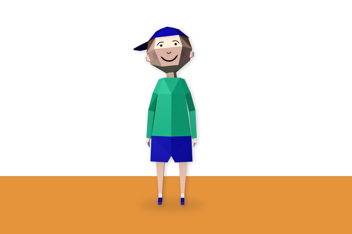 DIY Papercraft Toon Boy Character Papaercraft Boy Sculpture - Etsy
