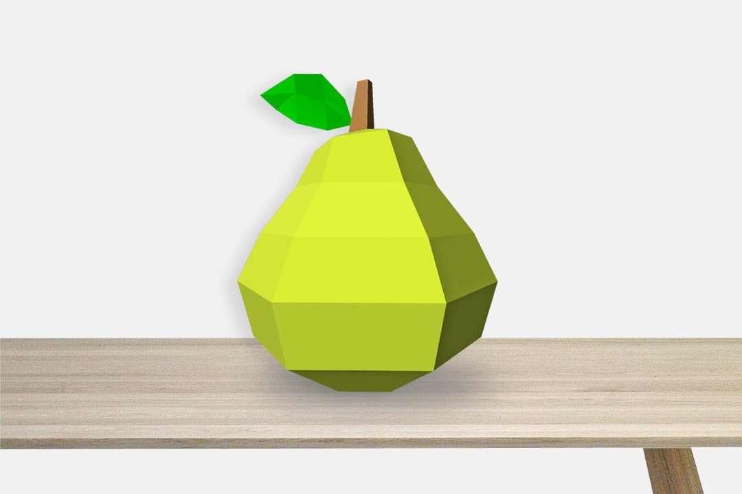 Pera DIY Papercraft fruta lowpoly modelo de pera 3d pera - Etsy México