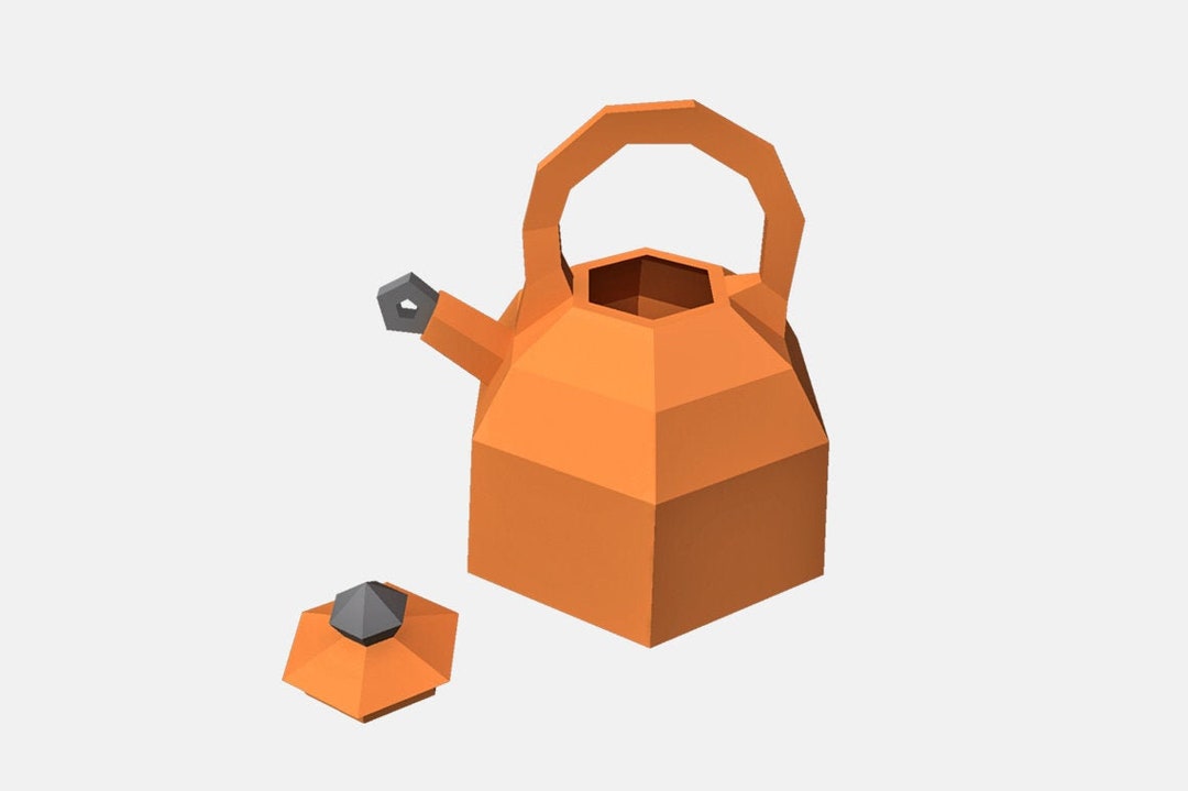 Tea Pot Papercraft Kettle Favour Tea Kettle Favor 3d Papercraft Lowpoly ...