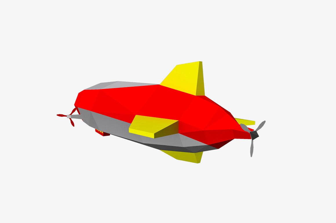 DIY Papercraft Blimp Aircraftlowpoly Blimp Airplane3d - Etsy Canada