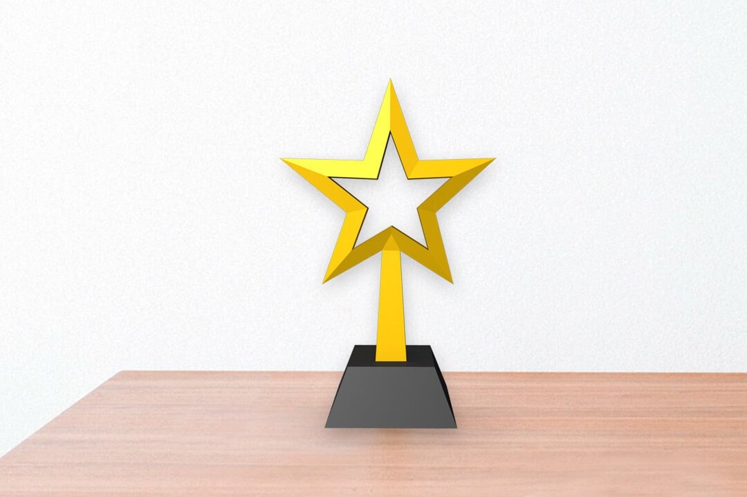 DIY Papercraft Star Trophy,lowpoly Star,star Dxf,star Png,star ...