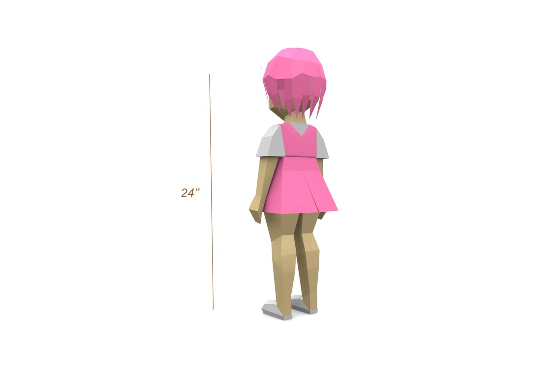 DIY Papercraft Manga Doll, Lowpoly Japanese Doll (2 PDF Files) - Etsy