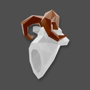DIY Papercraft Ram Head Trophy,lowpoly Head Trophy,lowpoly Papercraft ...