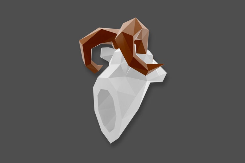 DIY Papercraft Ram Head Trophy, Low Poly Sculpture (PDF) - Etsy