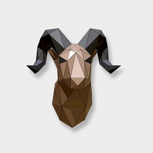 DIY Papercraft Ram Head Trophy,lowpoly Head Trophy,lowpoly Papercraft ...