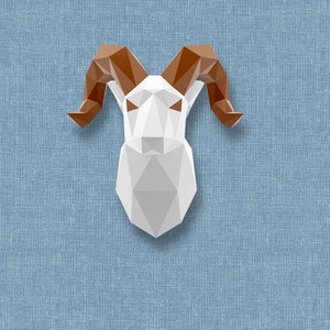 DIY Papercraft Ram Head Trophy,lowpoly Head Trophy,lowpoly Papercraft ...