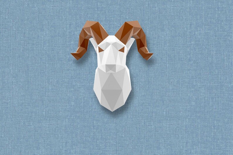 DIY Papercraft Ram Head Trophy,lowpoly Head Trophy,lowpoly Papercraft ...