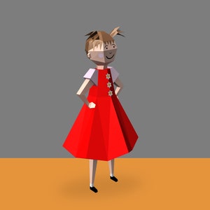 DIY Papercraft Toon Girl Character, Papaercraft Girl Sculpture, Cartoon ...