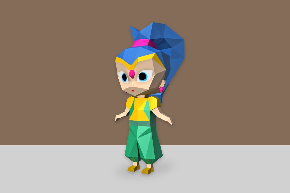 DIY Papercraft Toon Girl Sculpture, Pepakura Template (digital Files ...