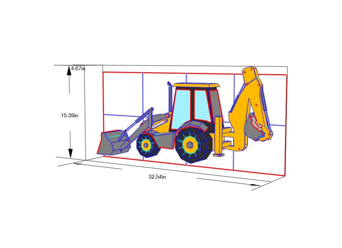DIY Papercraft JCB Construction Machine,lowpoly Digger,3d Wall Art ...