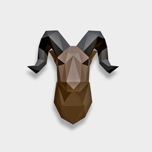 DIY Papercraft Ram Head Trophy,lowpoly Head Trophy,lowpoly Papercraft ...