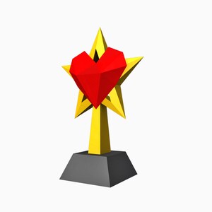 DIY Papercraft Heart Trophy,lowpoly Head Trophy,gifts for Girlfriend ...