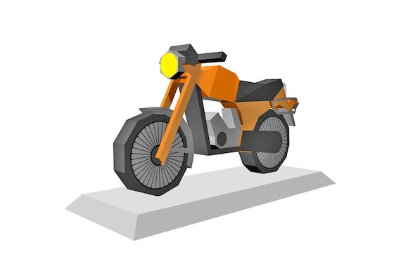 DIY Papercraft Motor Papercraft fiets 3d muur kunst Lowpoly | Etsy