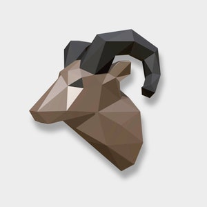 DIY Papercraft Ram Head Trophy,lowpoly Head Trophy,lowpoly Papercraft ...