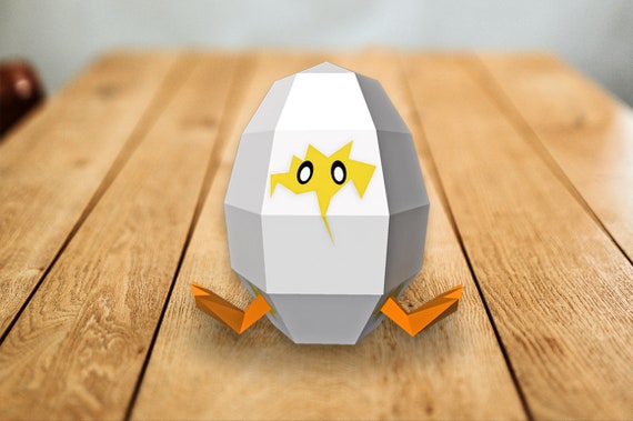 DIY Papercraft Chick in Hatched Eggpapercraft Chickenlowpoly - Etsy