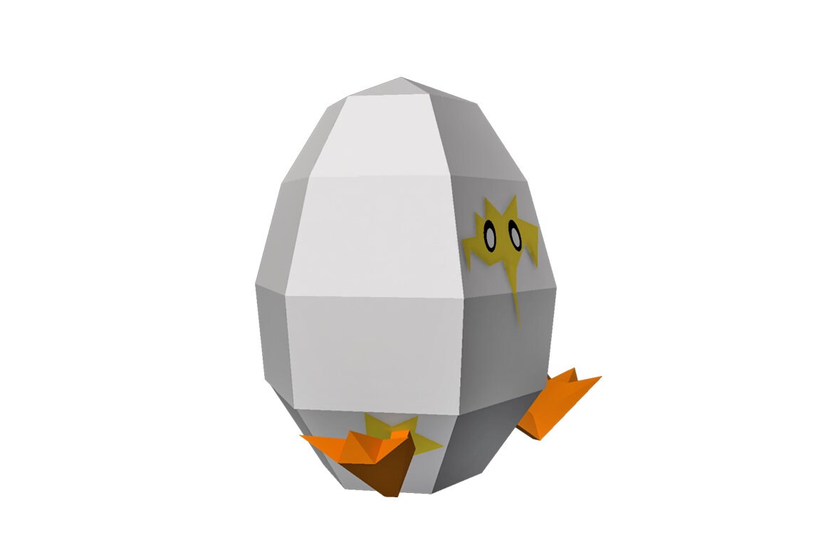 DIY Papercraft Chick in Hatched Eggpapercraft Chickenlowpoly - Etsy