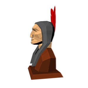 DIY Papercraft INDIAN Sculpture,indian Bust,3d Papercraft,red Indian ...