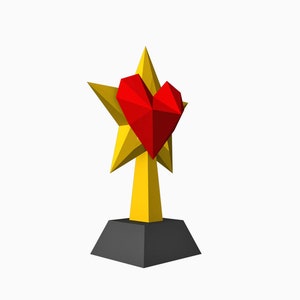 DIY Papercraft Heart Trophy,lowpoly Head Trophy,gifts for Girlfriend ...