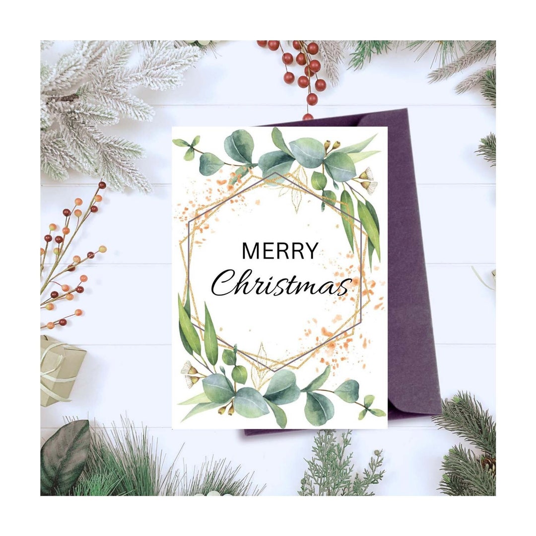 Merry Christmas Card, Printable Christmas Tree Card,digital Merry ...