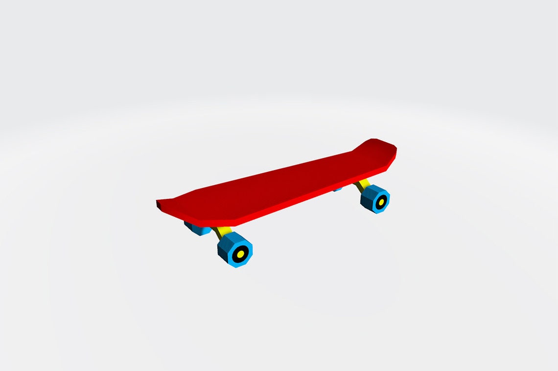 DIY Papercraft Skateboard Model, Lowpoly 3D (pdf, Svg, Dxf, Eps, Png ...