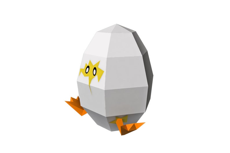 DIY Papercraft Chick in Hatched Eggpapercraft Chickenlowpoly - Etsy