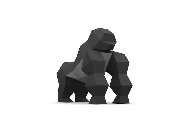 DIY Papercraft Gorilla Sculpture, Low Poly Ape Statue (PDF Pattern) - Etsy