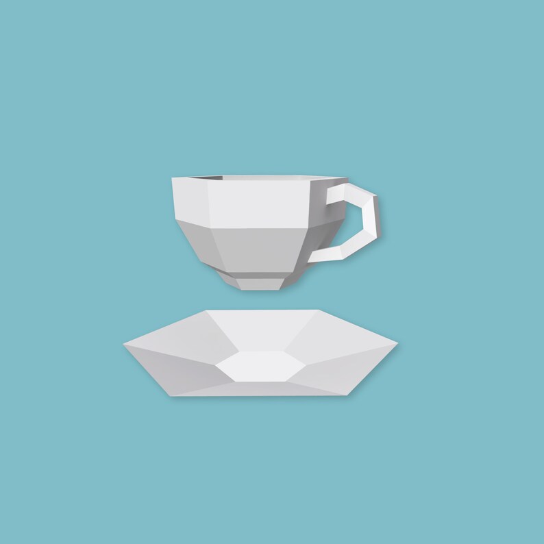 DIY Papercraft Lowpoly Cup and Saucer (digital Files) - Etsy