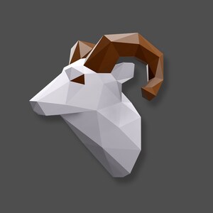 DIY Papercraft Ram Head Trophy,lowpoly Head Trophy,lowpoly Papercraft ...