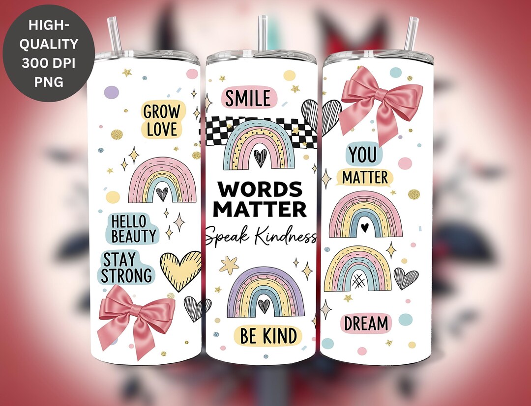 Kindness Affirmation Tumbler Wrap: Inspirational Sublimation Design PNG ...