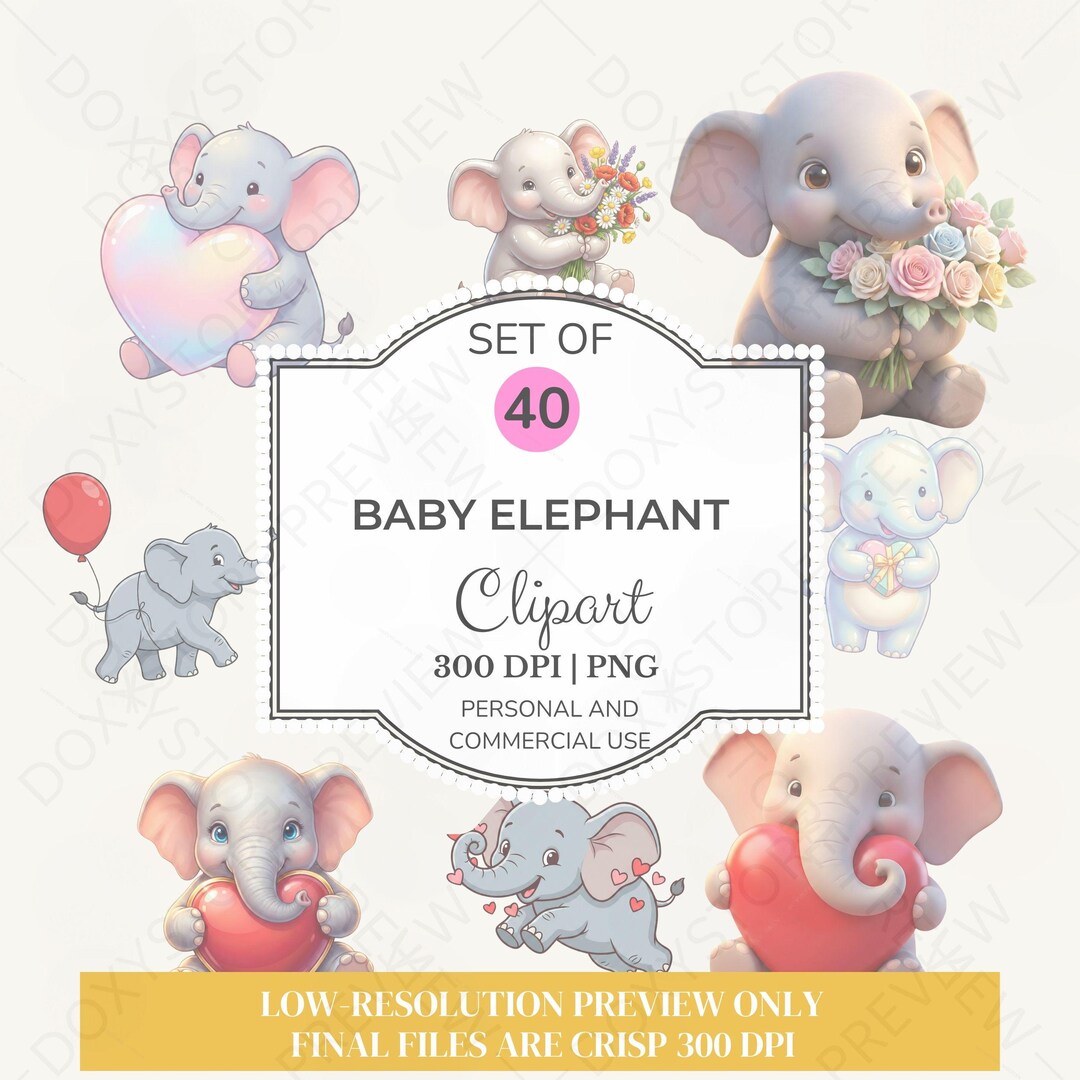 Baby Elephant Clipart Set, Nursery PNG Bundle (digital Download) - Etsy
