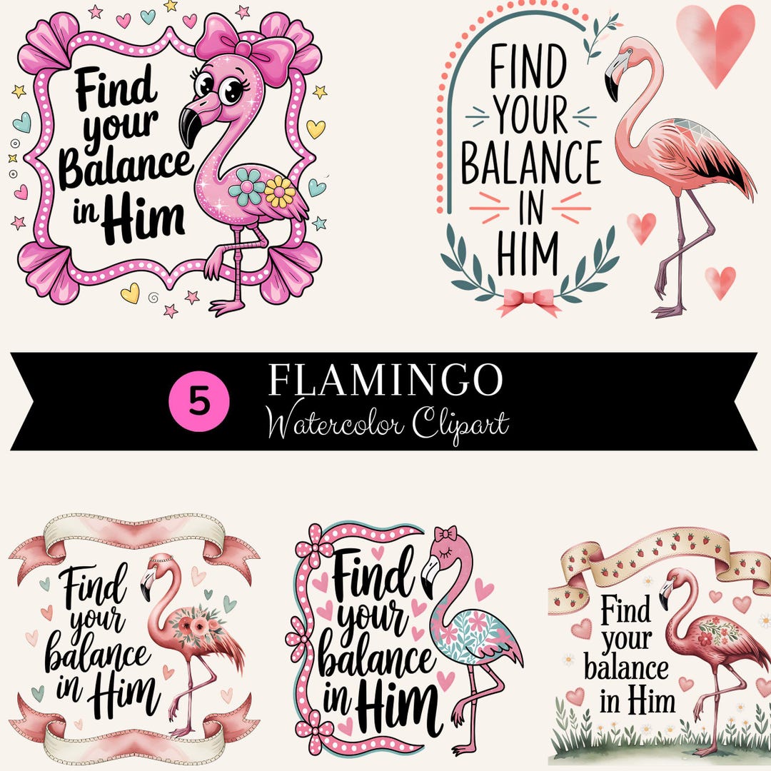 Find Balance Flamingo Clipart: Christian PNG, Sublimation Design ...